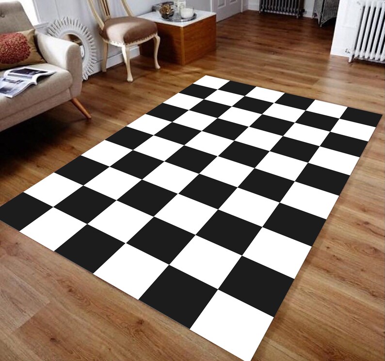 Chess Checkered, Nostalgic Retro Style Rug, 80's Themed, 90's Room Rug ...