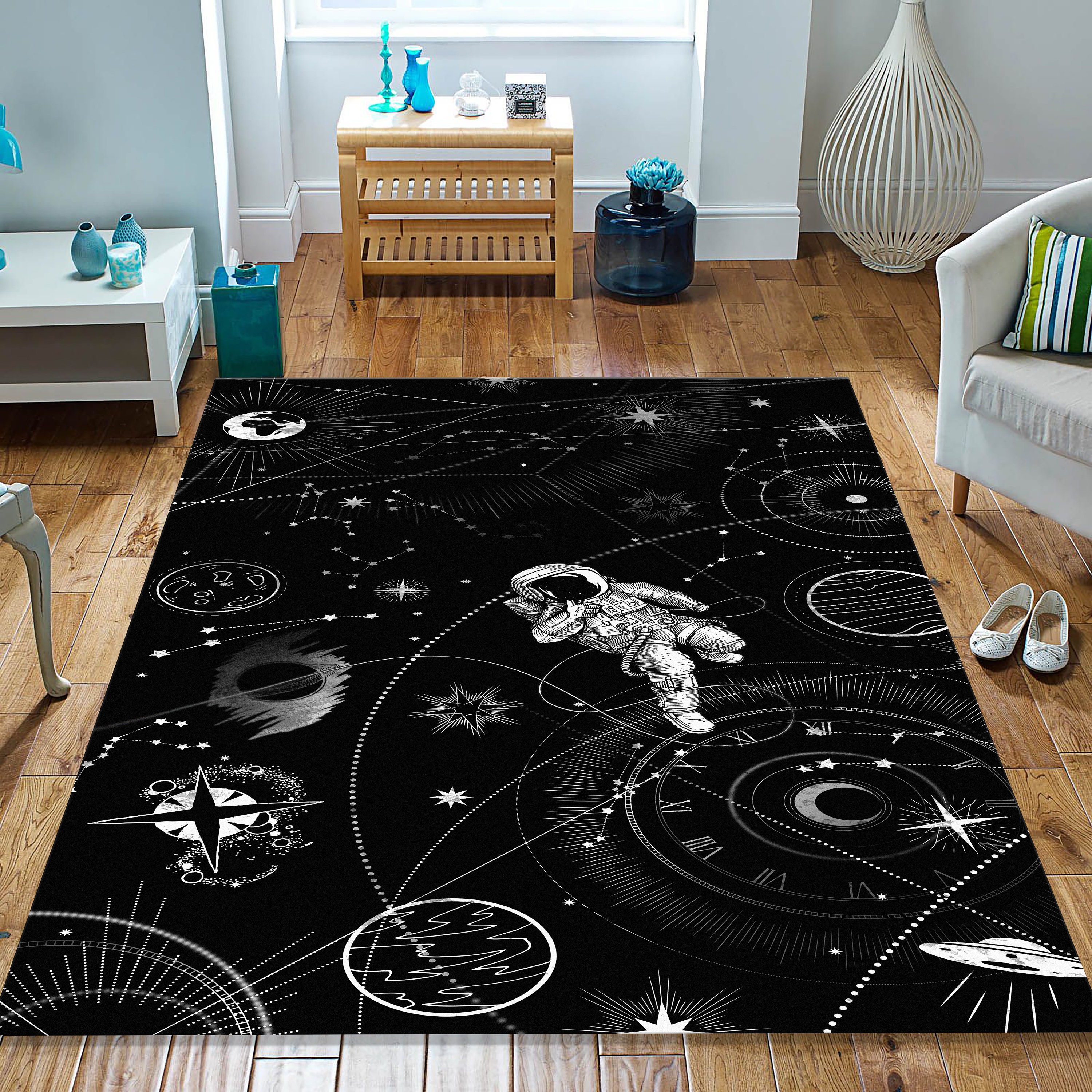 Astronaut and Space Themed Carpet, Astronaut in Space, Planet and Stars ...
