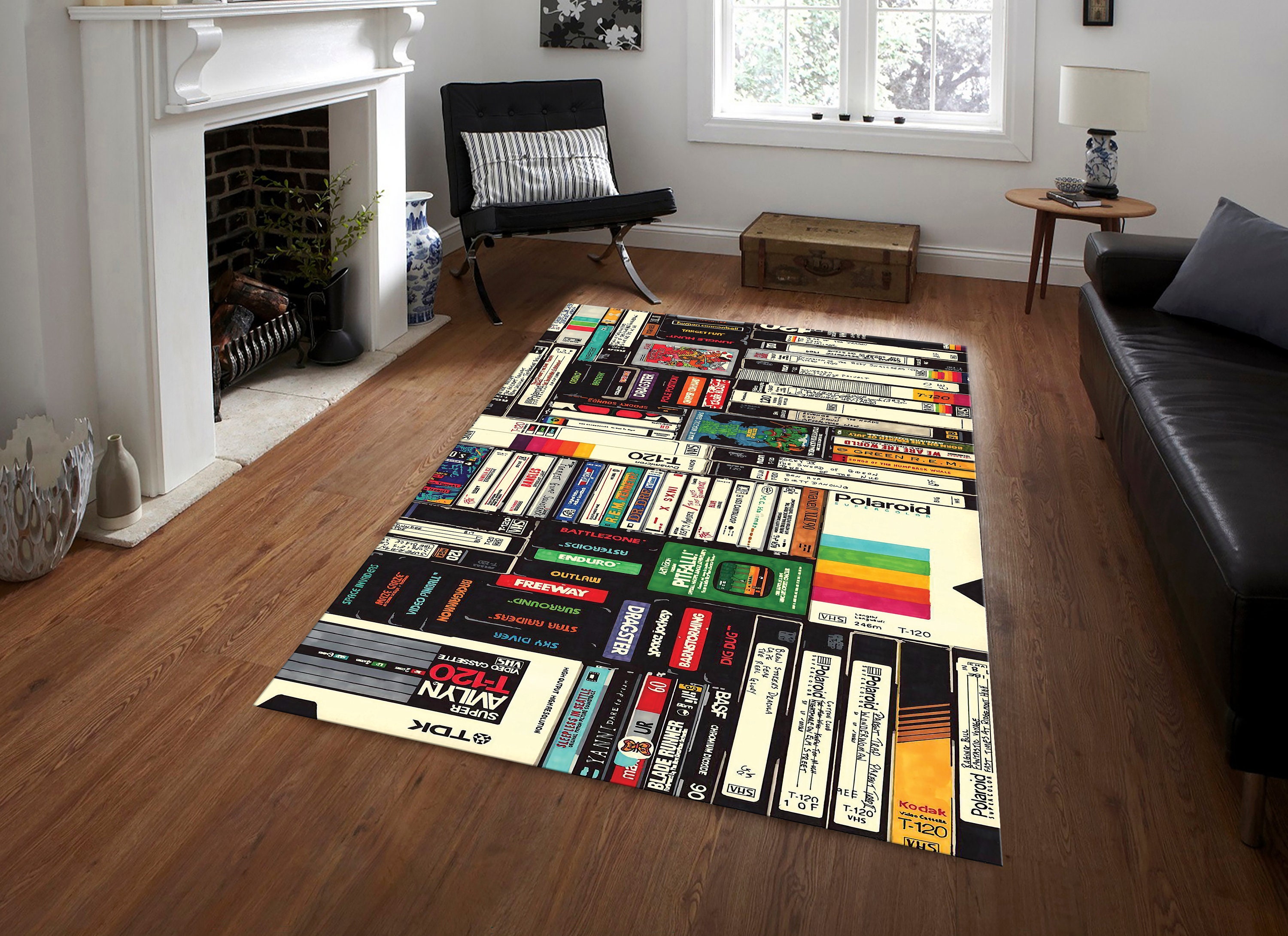 Nostalgic Retro Style Rug, Vhs Case Themed Horror Movie Room Rug, Home ...