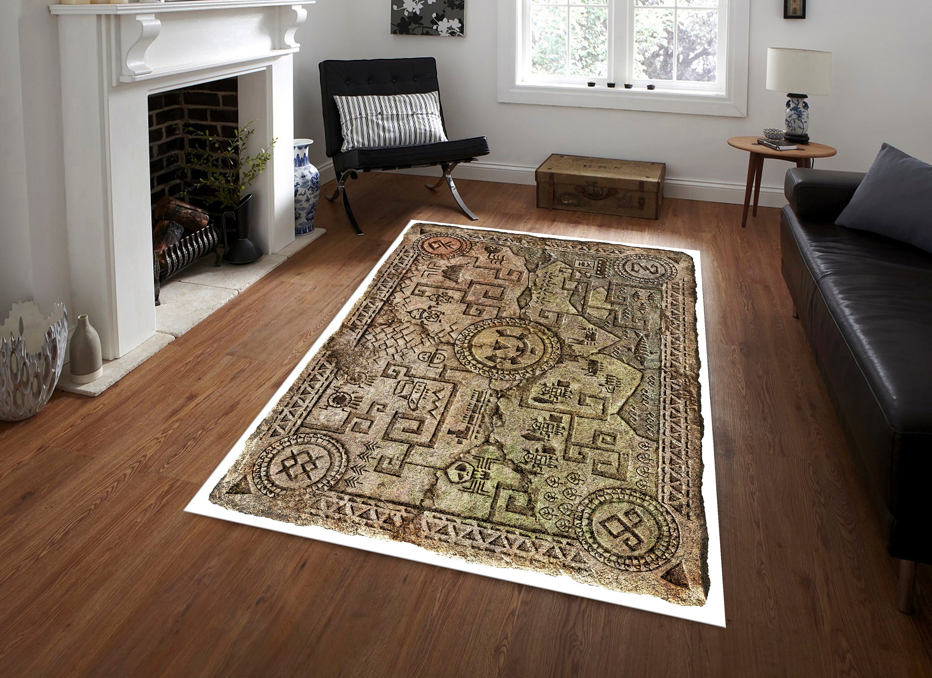 Stone Tablet Drawing Pattern, Ancient Rug, Hieroglyph Rug, Egyptian ...