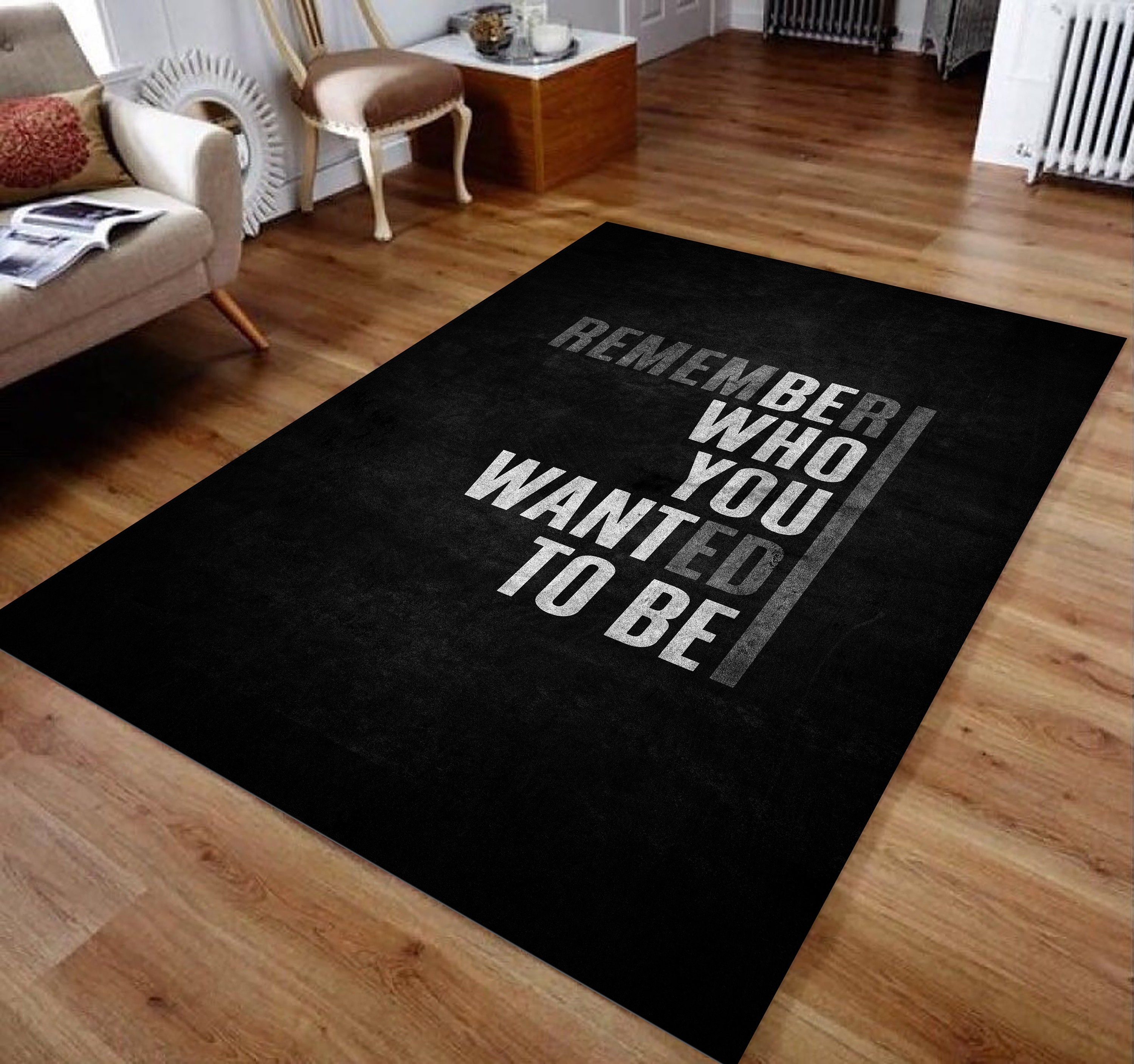 Remember Who You Wanted to Be, Motivational Rug, Living Room Rug, Wall ...
