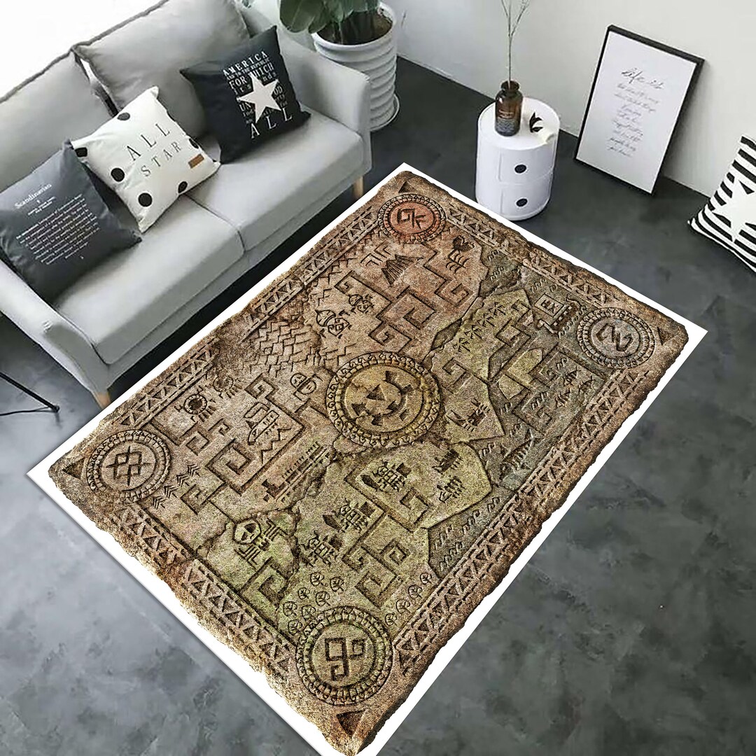 Stone Tablet Drawing Pattern, Ancient Rug, Hieroglyph Rug, Egyptian ...