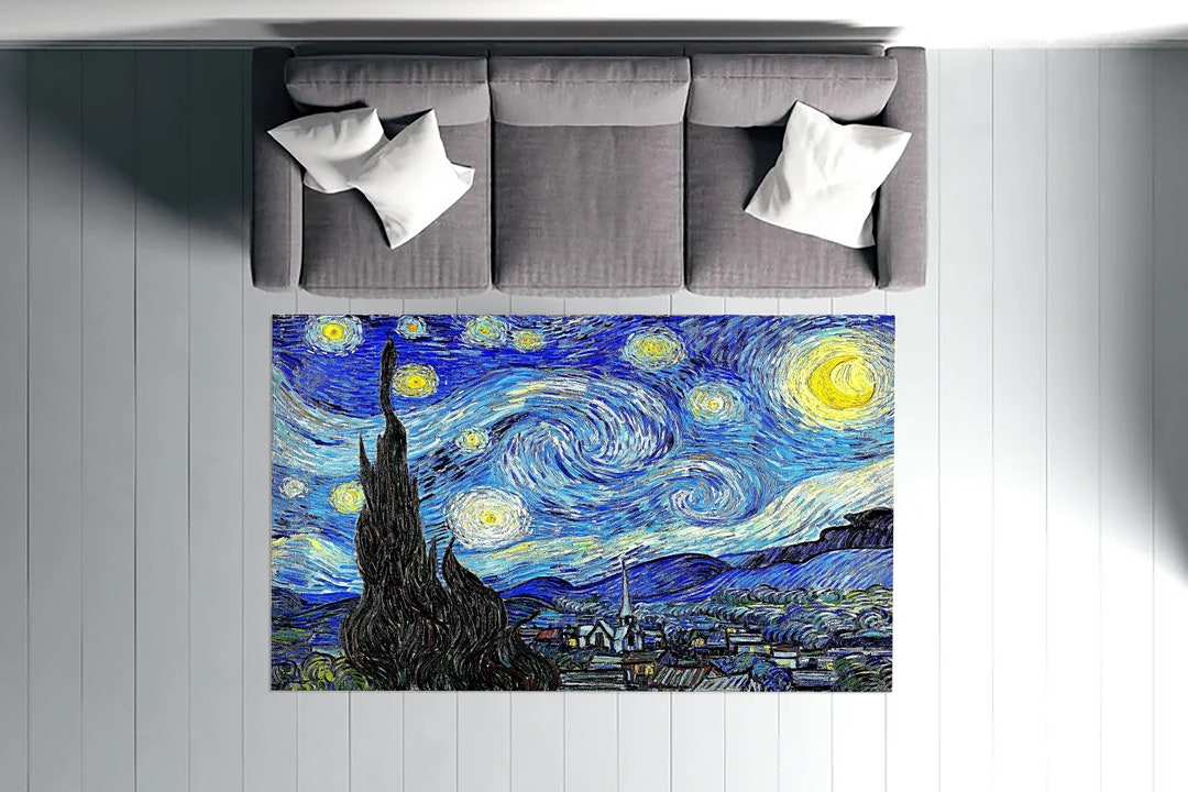 Vincent Van Gogh, Starry Night Printed Rug, Starry Night, Artistic ...