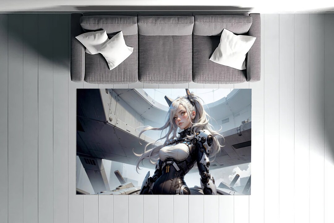 Anime Girl Printed Rug, AI Design Anime Girl, Wall Tapestry, Living ...