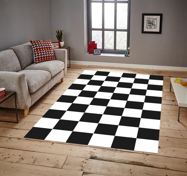 Chess Checkered, Nostalgic Retro Style Rug, 80's Themed, 90's Room Rug ...
