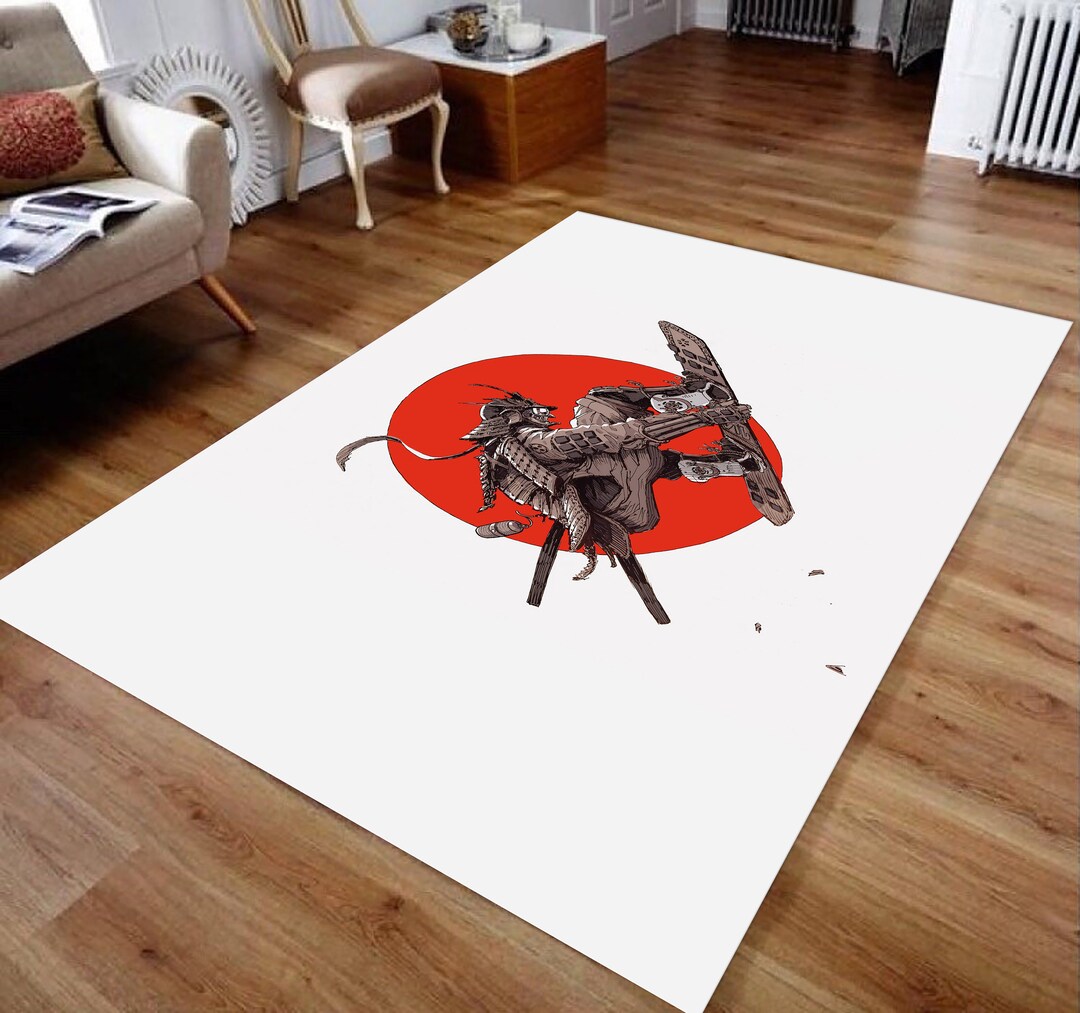 Surfing Samurai, Japanese Ancient Culture, Samurai Printed Rug, Gamer ...
