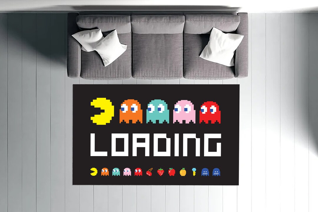 Pacman Gamer Rug: 3D Printed Polyester Game Room Carpet - Etsy
