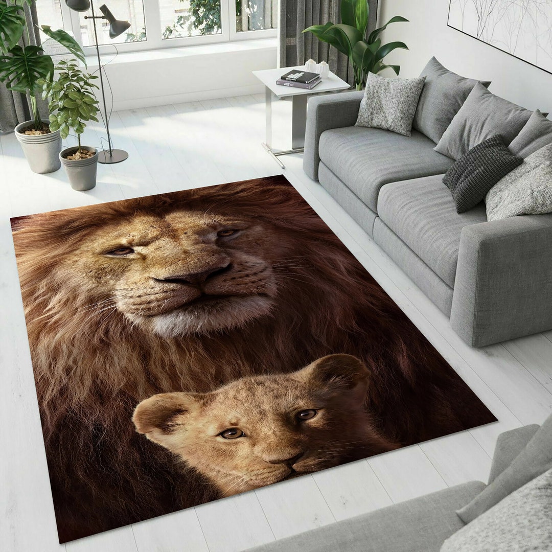 The Lion King and His Cub, Animal Printed Rug, Safari Rug, Lion Printed ...