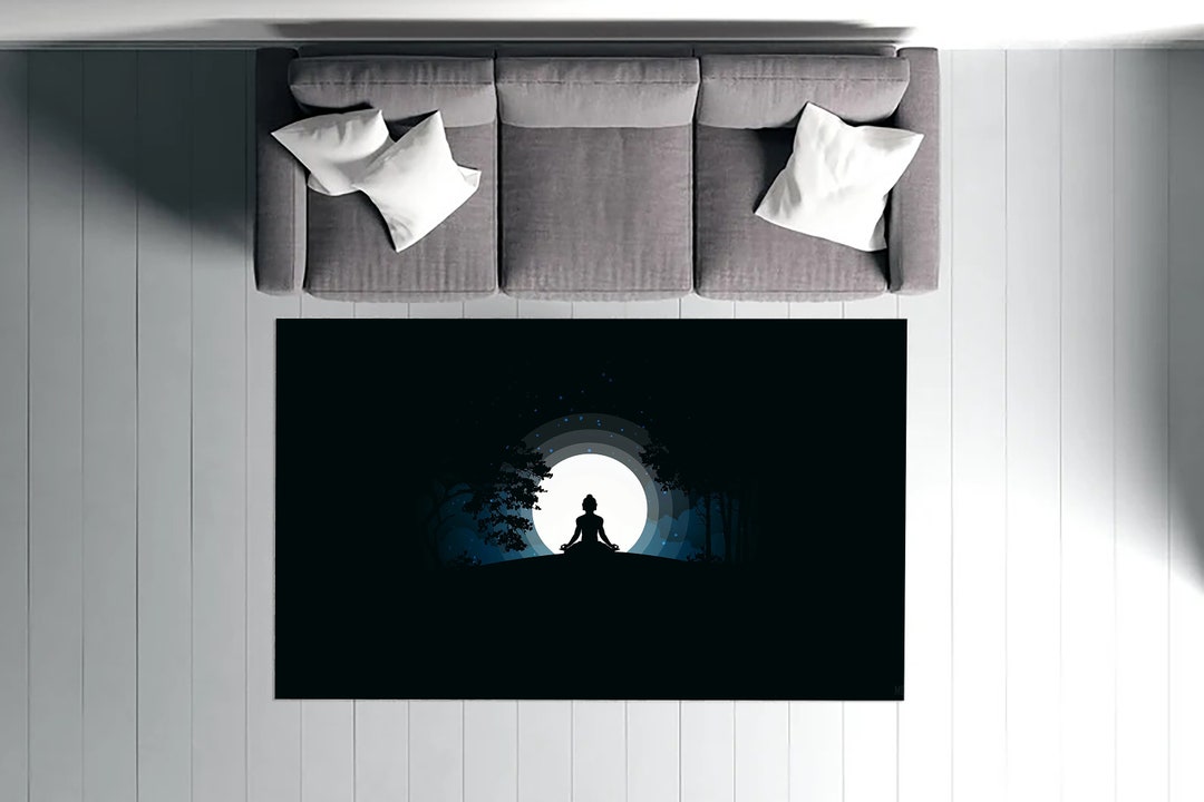 Meditating Woman, Chakra Rug, Meditation Rug, Wall Rug, Living Room Rug ...