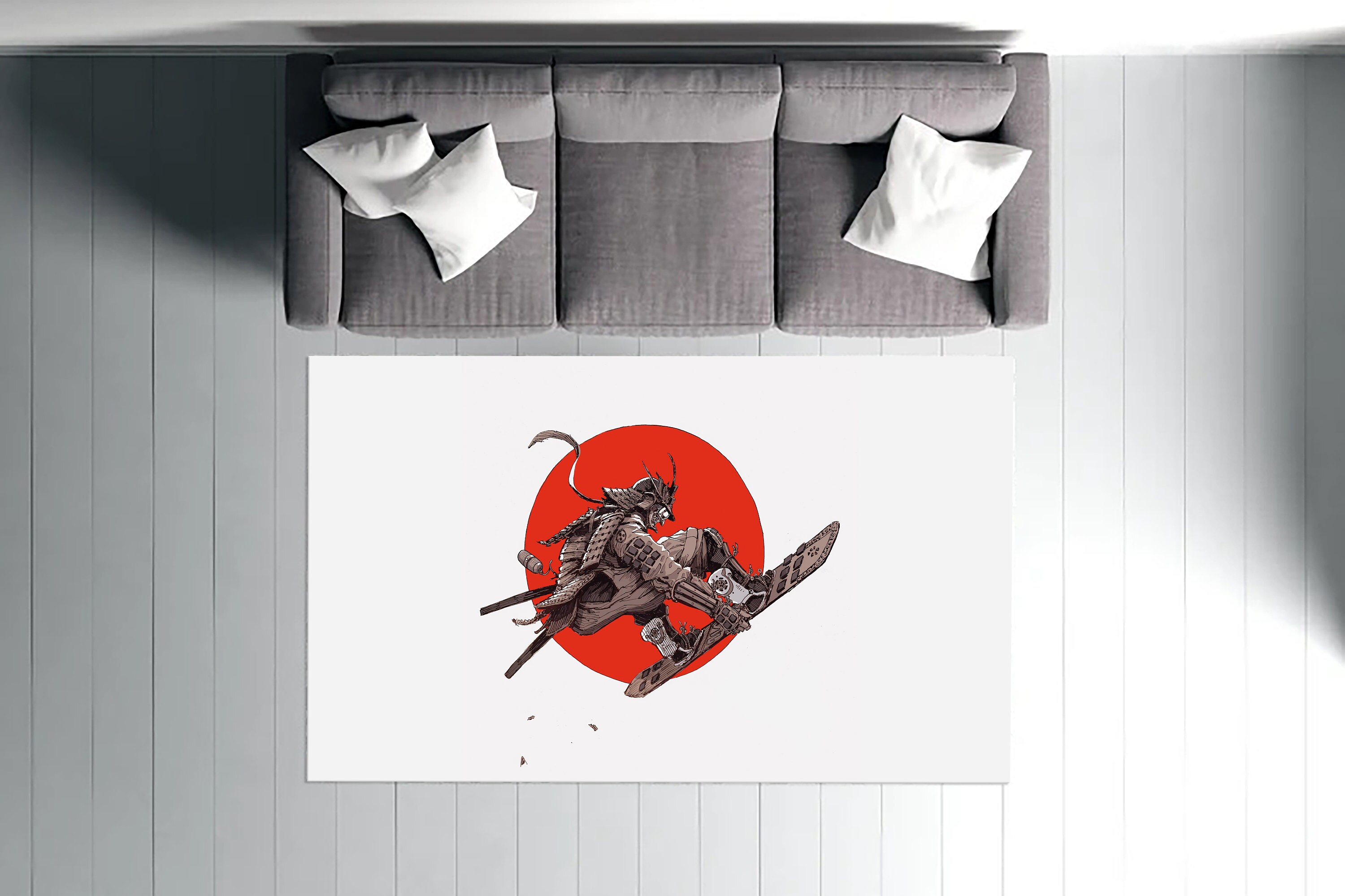 Surfing Samurai, Japanese Ancient Culture, Samurai Printed Rug, Gamer ...