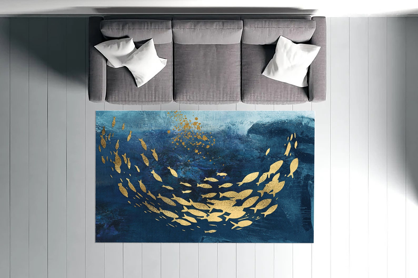 Nautical Themed Rug, Canvas Painting Look Wall Tapestry, Floor Rug ...