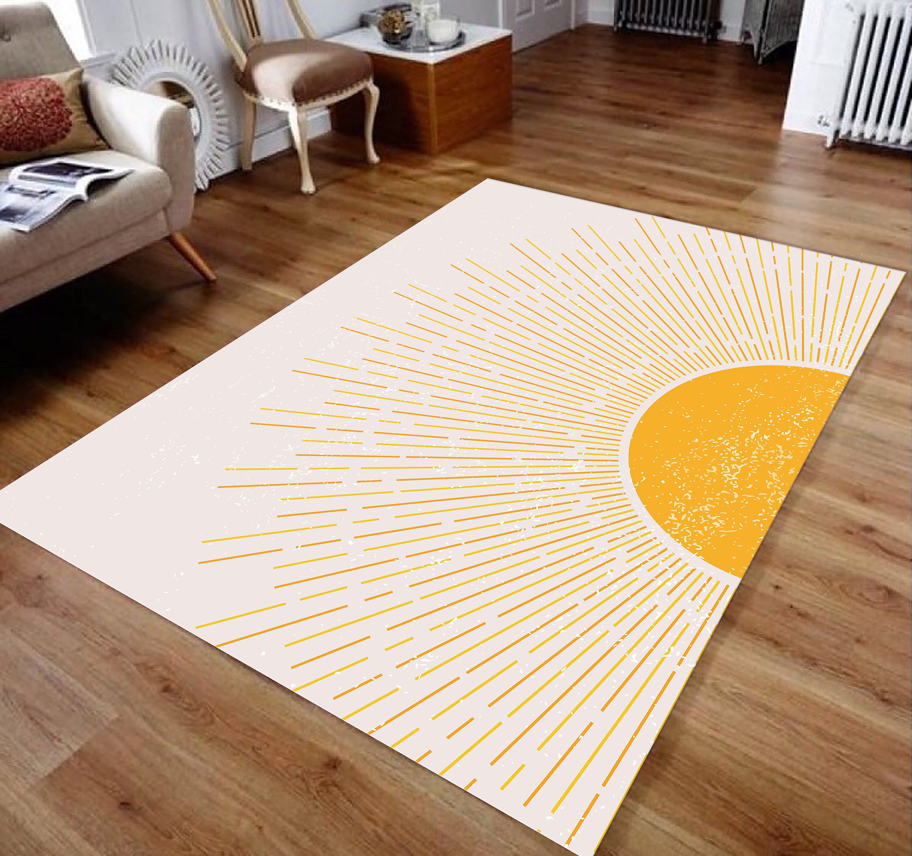 Shining Sun Pattern Rug, Simple Pop Art Mat, Modern Colorful ...