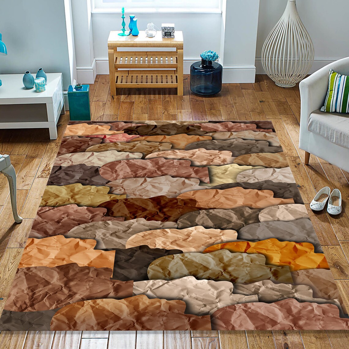 Paper Human Face, Colorful Home Rugs, Abstract Home Rugs, Artistic Rug ...