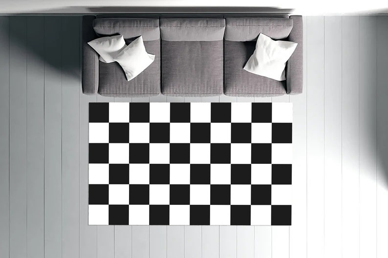 Chess Checkered, Nostalgic Retro Style Rug, 80's Themed, 90's Room Rug ...