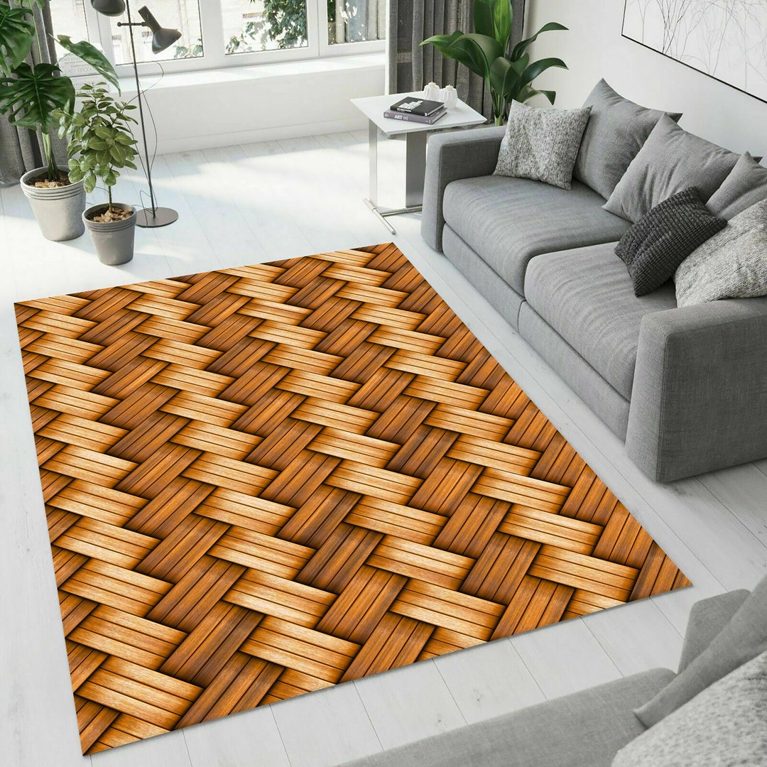 Bamboo Weave Printed Carpet, Straw Weave Carpet, Living Room Carpet ...