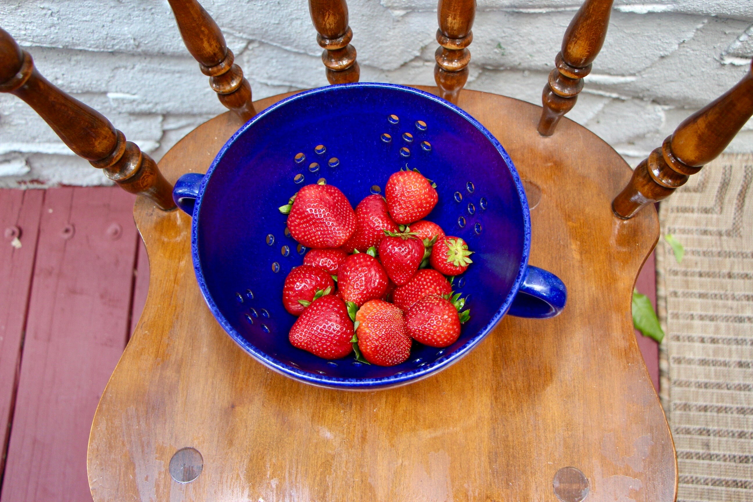 Vintage Cobalt Blue French Country Fruit Colander, Berry Bowl - Etsy