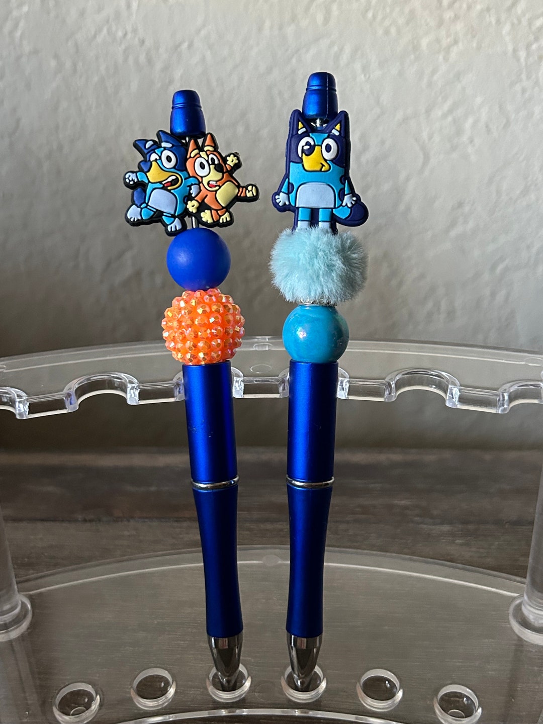 Bluey & Bingo Beaded Pen|custom Character Pens|black Ink - Etsy