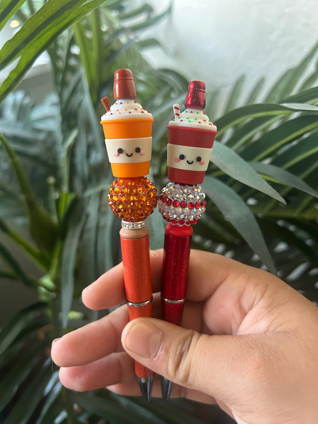 Handmade Beaded Pen: Cinnamon Pumpkin Spice & Peppermint - Etsy