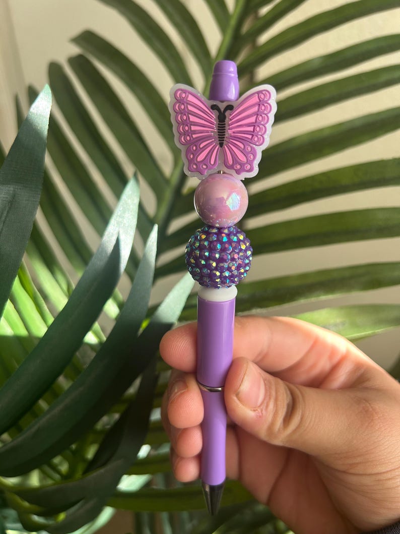 Butterfly Beaded Pen|handmade Black Ink Pen Gift - Etsy