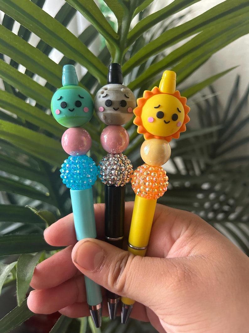 Sun Moon Earth Beaded Pen: Handmade Planet Pen - Etsy