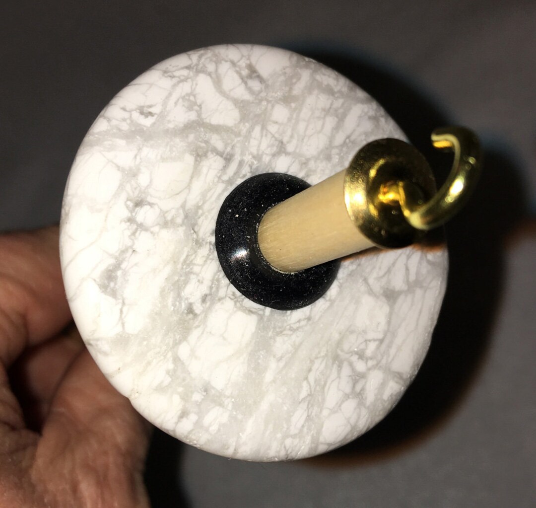 Matte White Howlite Semiprecious Stone Donut Drop Spindle 10.5" Shaft ...