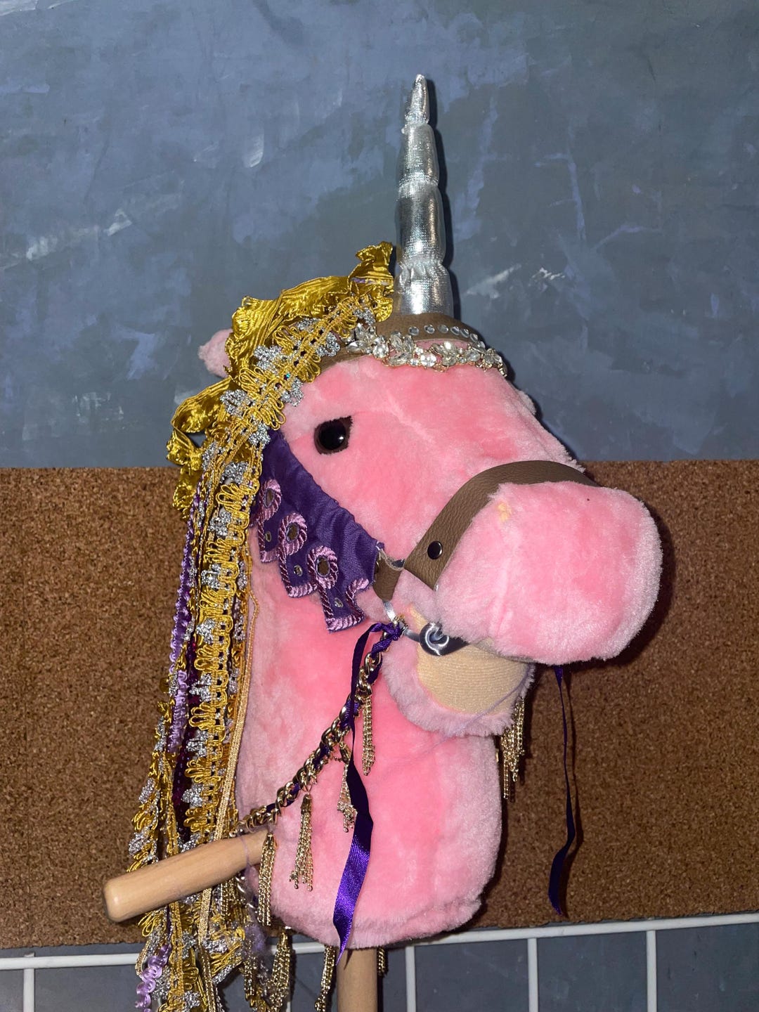 Medieval Battle Steed Stick Horse in "chain Mail" Armor, Leather Bridle ...