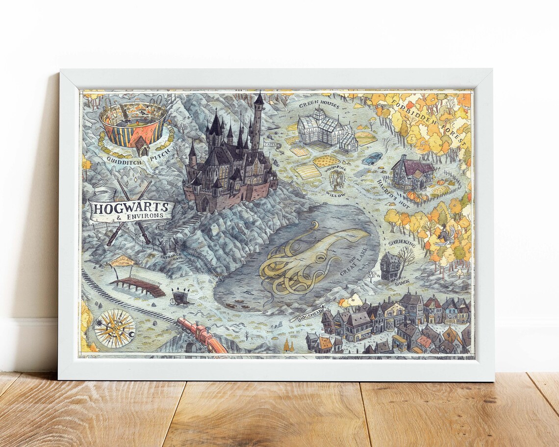 Wizard World Map Poster Gift Wall Art Magical World Poster Print Gift ...