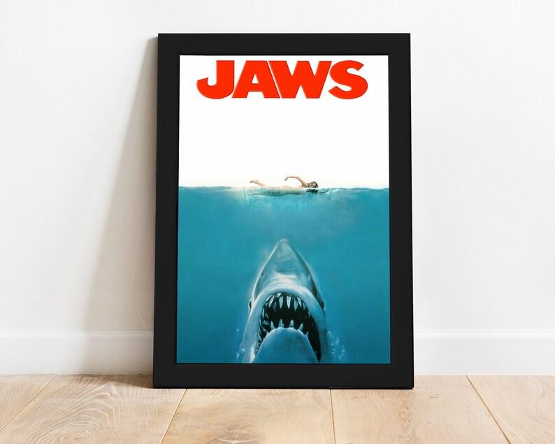 Jaws Movie Poster | Steven Spielberg Movies Print | 1975 American ...