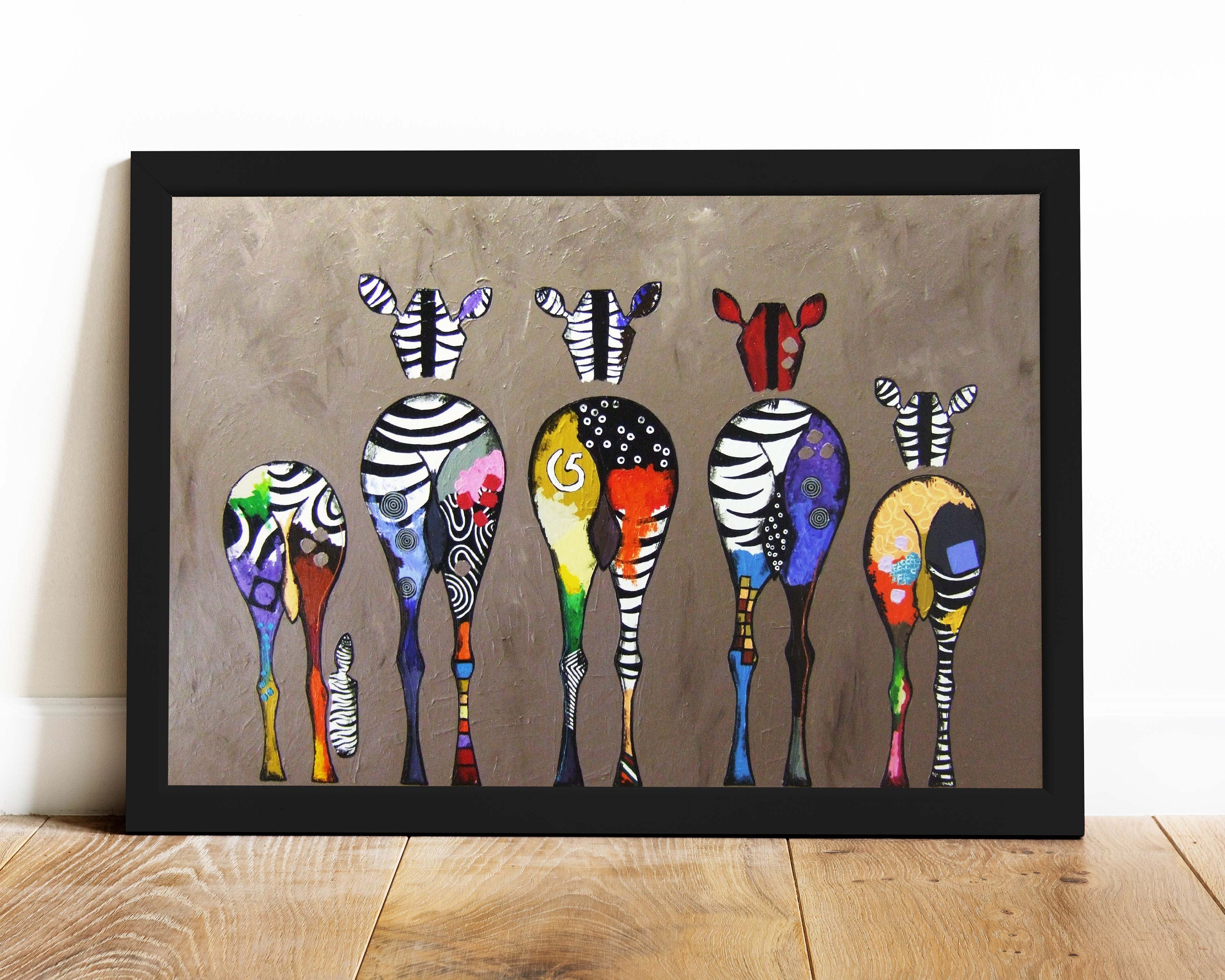 Banksy Zebra Poster Colorful Zebra Wall Art Abstract Zebra Wall Decor ...