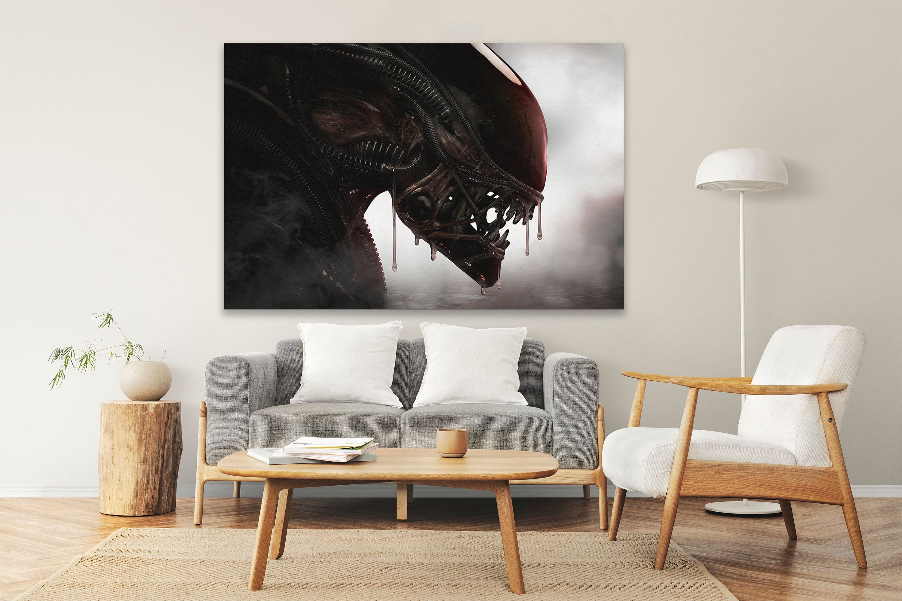 Alien Canvas Wall Art | Xenomorph Poster Print | Movie Gift for Him ...