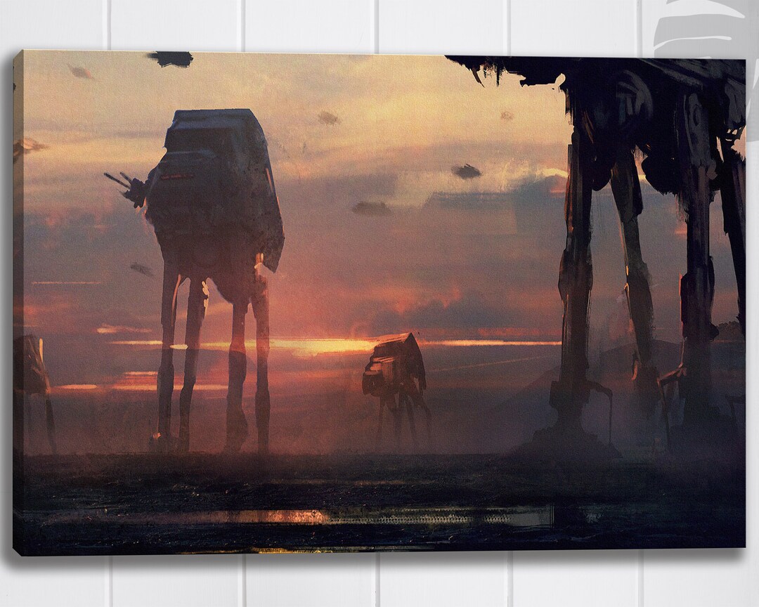 Star Wars AT-AT Walkers With Sunset Landscape Canvas Art | All Terreain ...