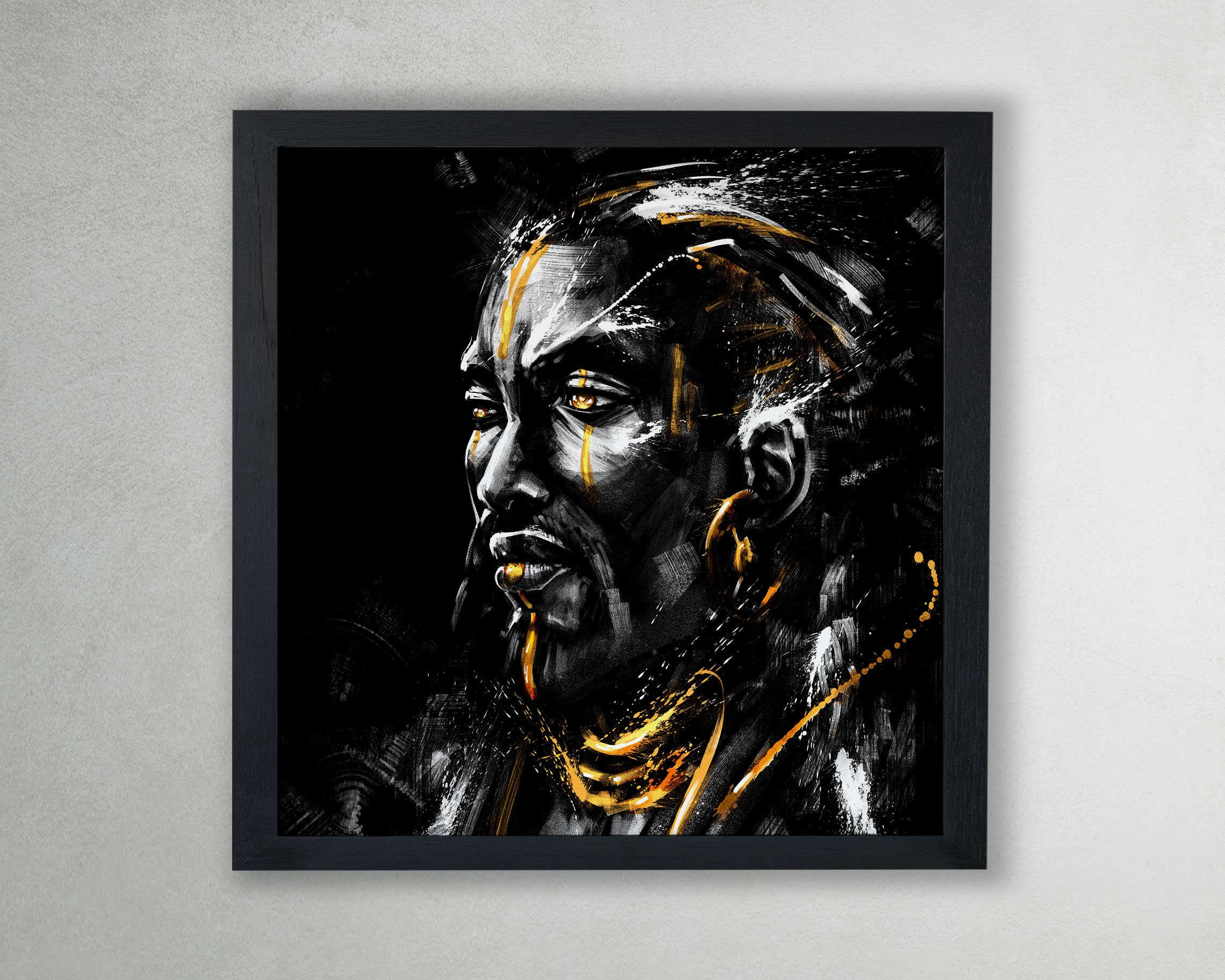 African Chief With Golden Eyes Poster | Tribal Black Man Wall Art ...