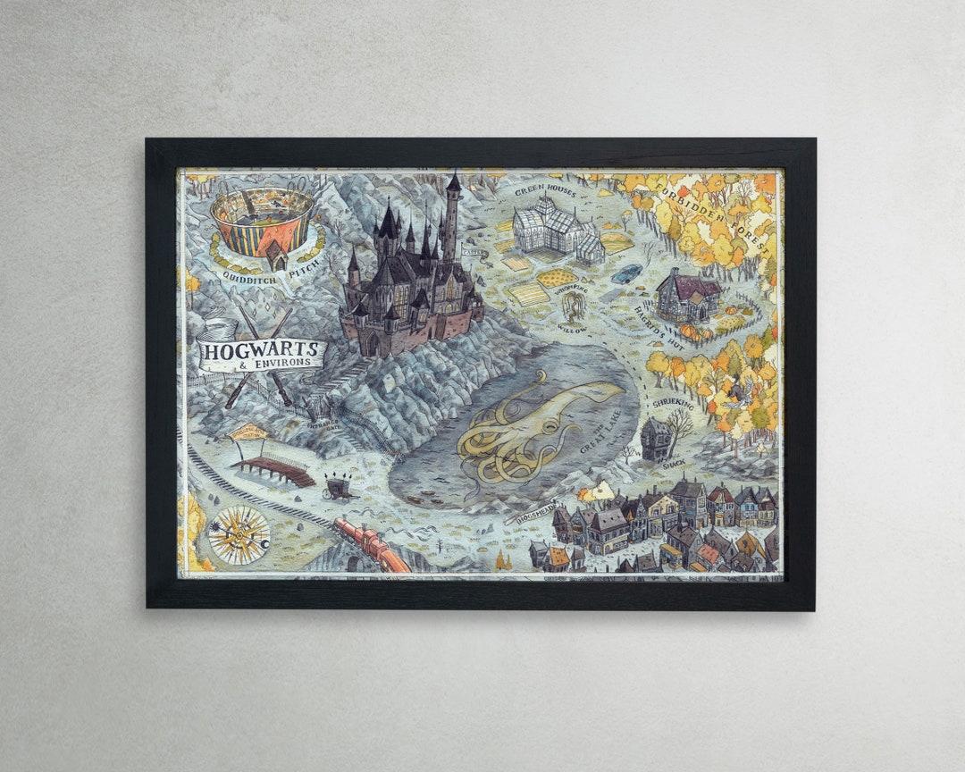 Wizard World Map Poster Gift Wall Art | Magical World Poster Print ...