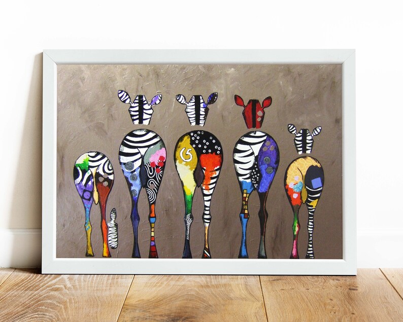 Banksy Zebra Poster Colorful Zebra Wall Art Abstract Zebra Wall Decor ...