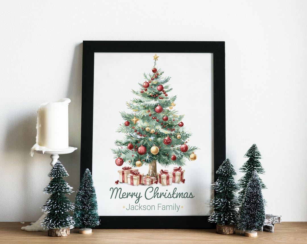 Christmas Tree Print | Christmas Poster | Christmas Personalised Family ...