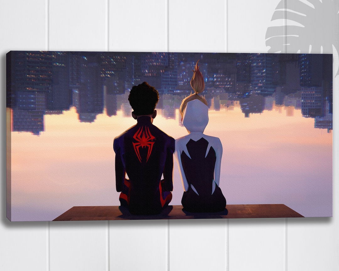 Spider Man Miles and Gwen Cityscape 5 Piece Canvas Art | Spiderverse ...