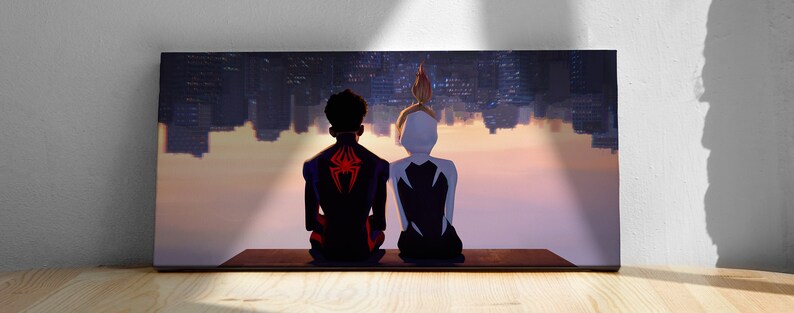 Spider Man Miles and Gwen Cityscape 5 Piece Canvas Art | Spiderverse ...