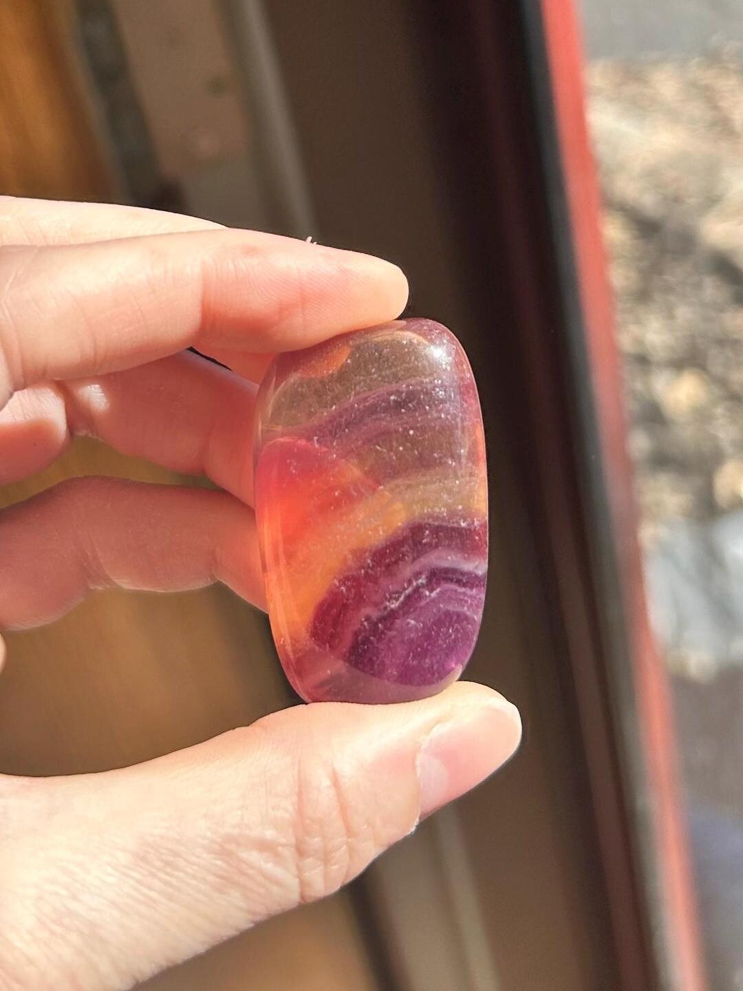 Beautiful Large Candy Fluorite Tumble ~ Candy Fluorite Palm Stone ...