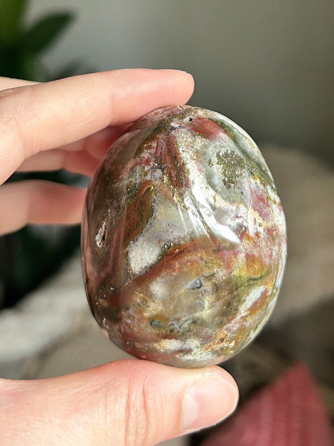 Beautiful Large Ocean Jasper Palm Stone ~ High Quality Ocean Jasper ...