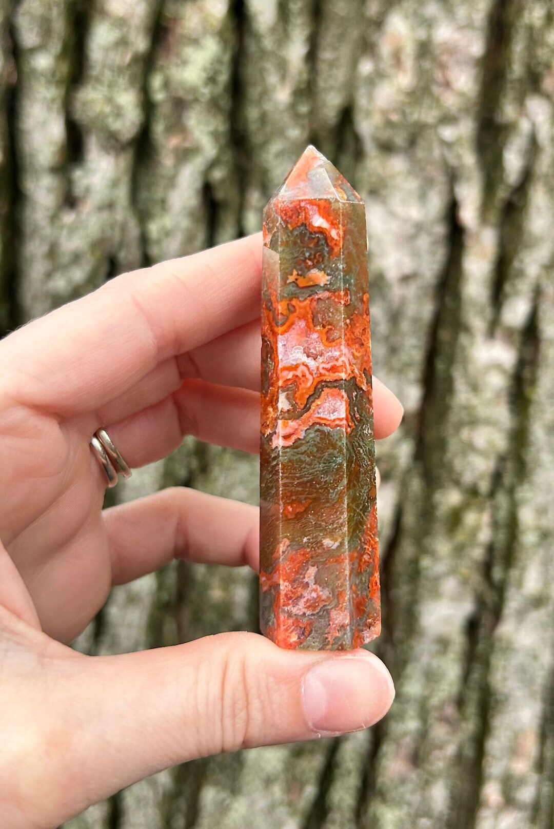 Beautiful Red Moss Agate Tower ~ Red Moss Agate Tower ~ Red Moss Agate ...