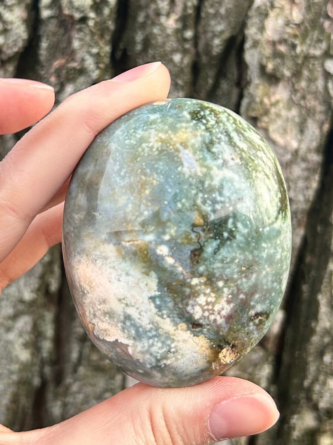 Beautiful Ocean Jasper Palm Stone ~ Sea Jasper Palmstone ~ Polished ...