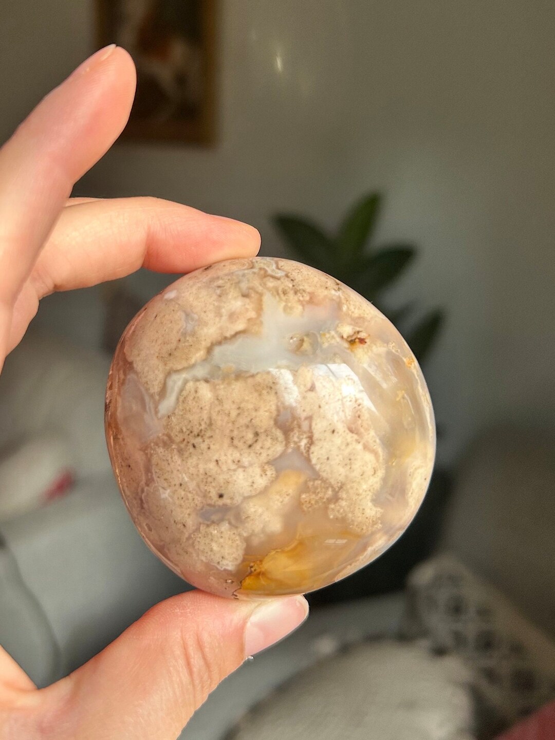 Large Flower Agate Palm Stone ~ Chunky Flower Agate Palm Stone ~ Flower ...