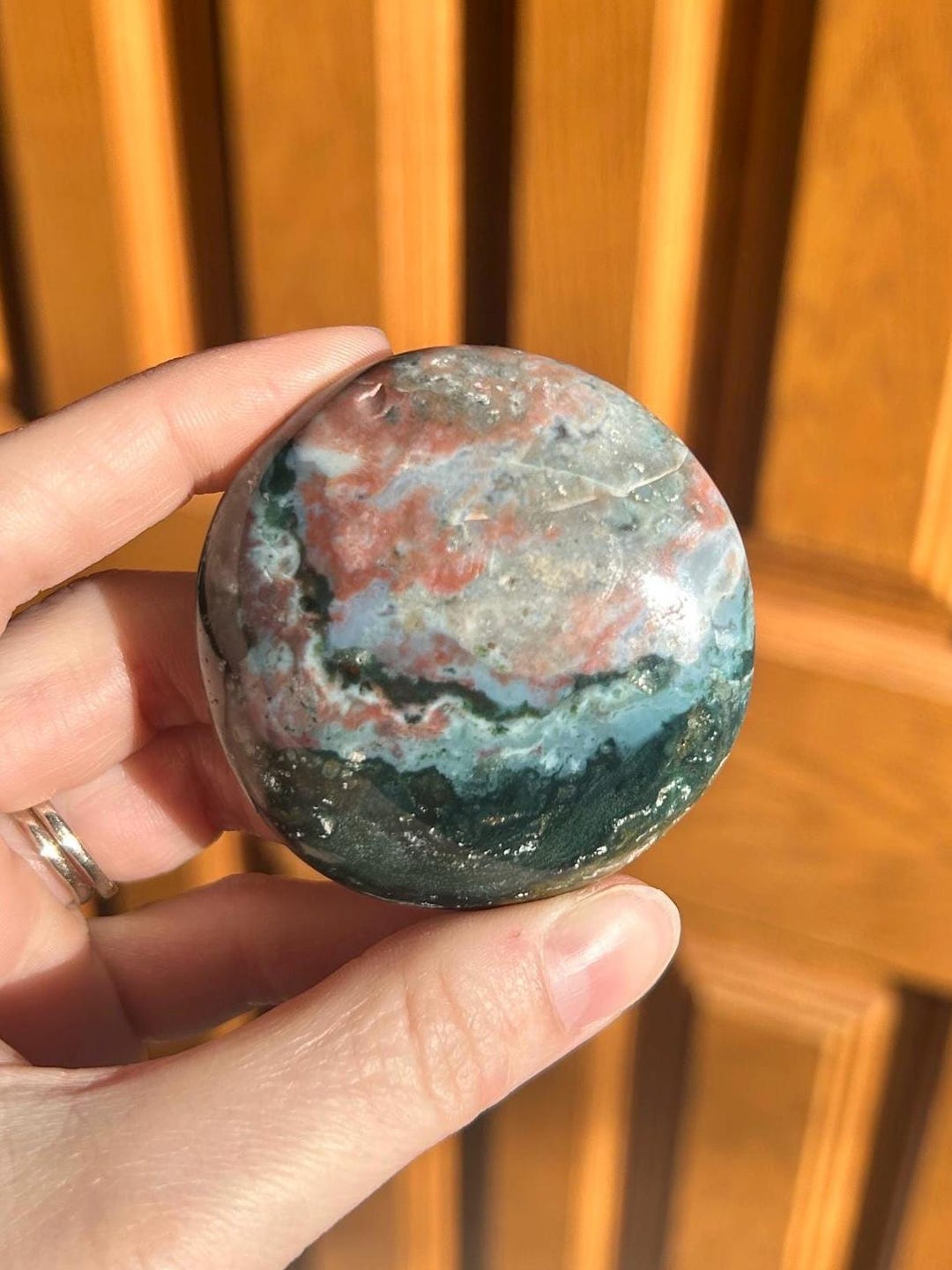 Colorful Ocean Jasper Palm Stone ~ Beautiful Ocean Jasper Palm Stone ...