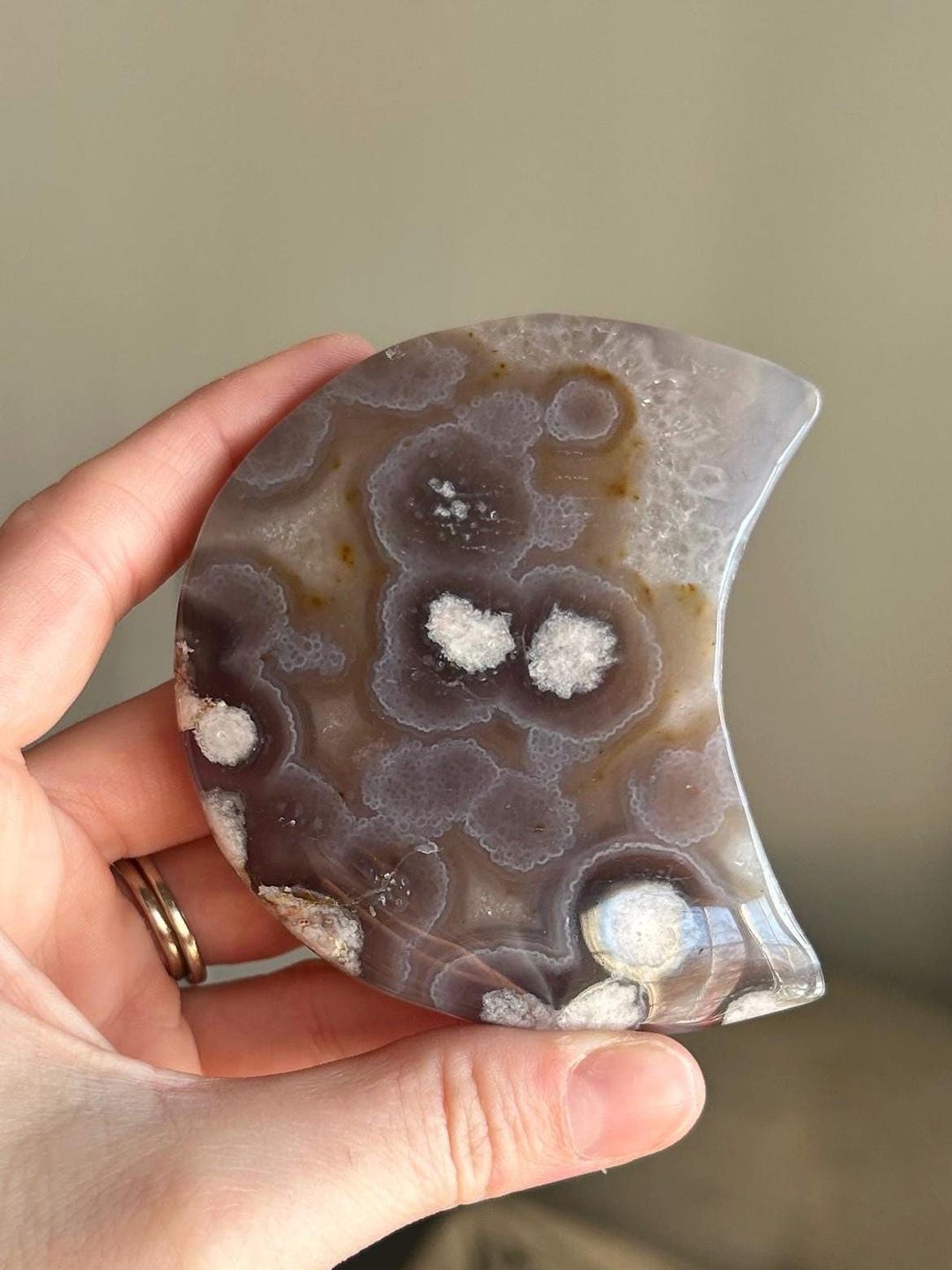 Beautiful Blue Flower Agate Moon ~ High Quality Blue Flower Agate Moon ...