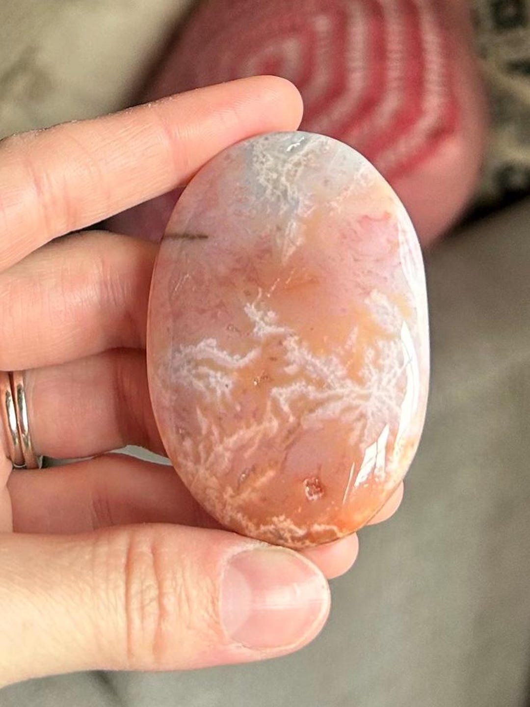 Beautiful Pink Agate Palm Stone ~ Pink Flower Agate Palm Stone ~ Pink ...