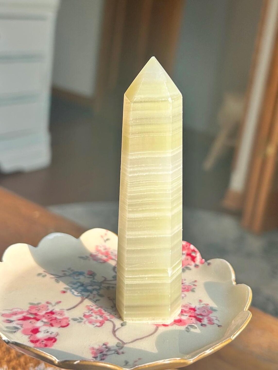 Beautiful Green Banded Onyx Tower ~ Green Onyx Tower ~ Green Onyx ~ Onyx Tower ~ Crystal Tower ...