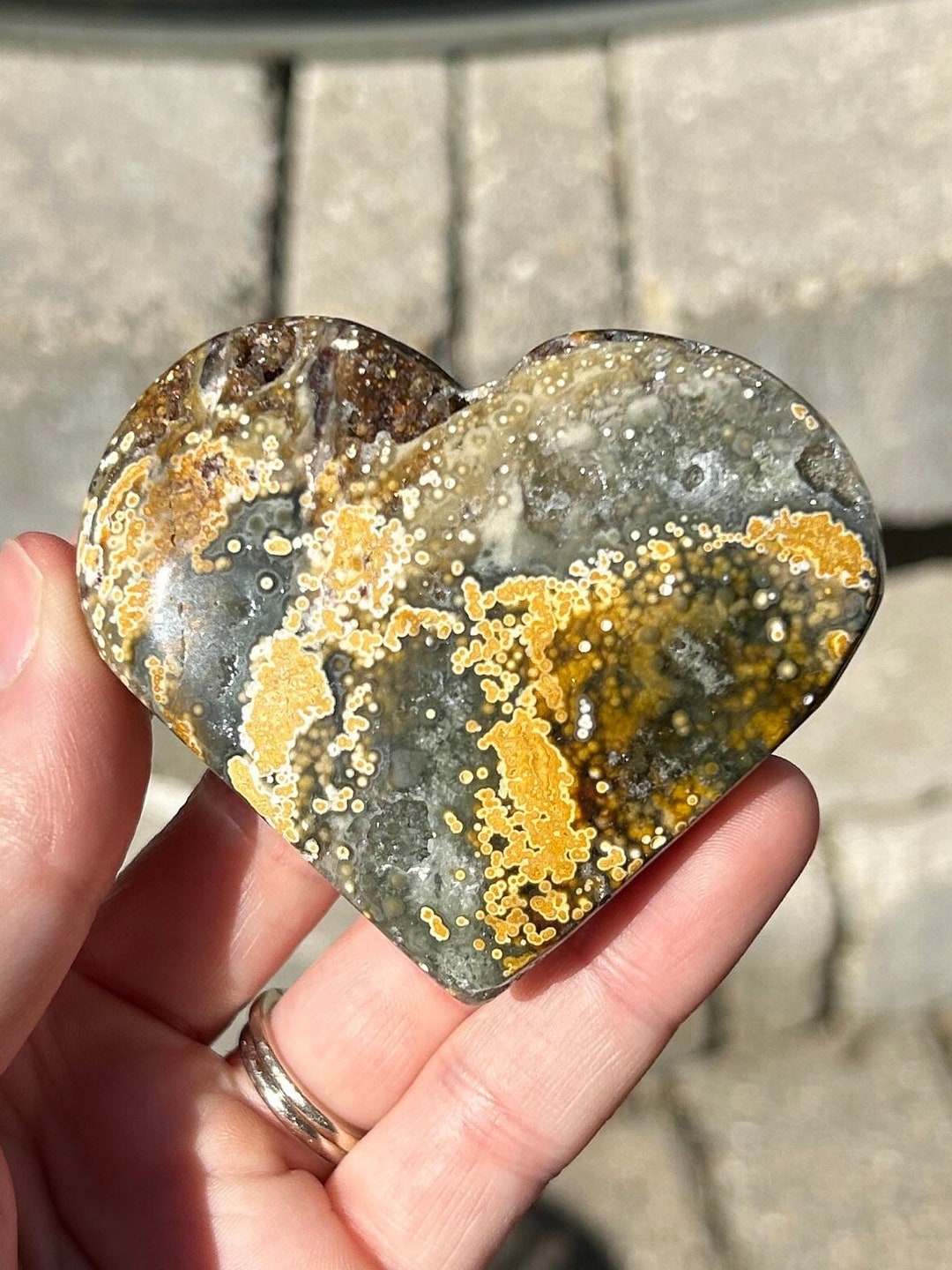 Ocean Jasper Heart ~ Veinless Ocean Jasper Heart ~ High Quality Ocean ...