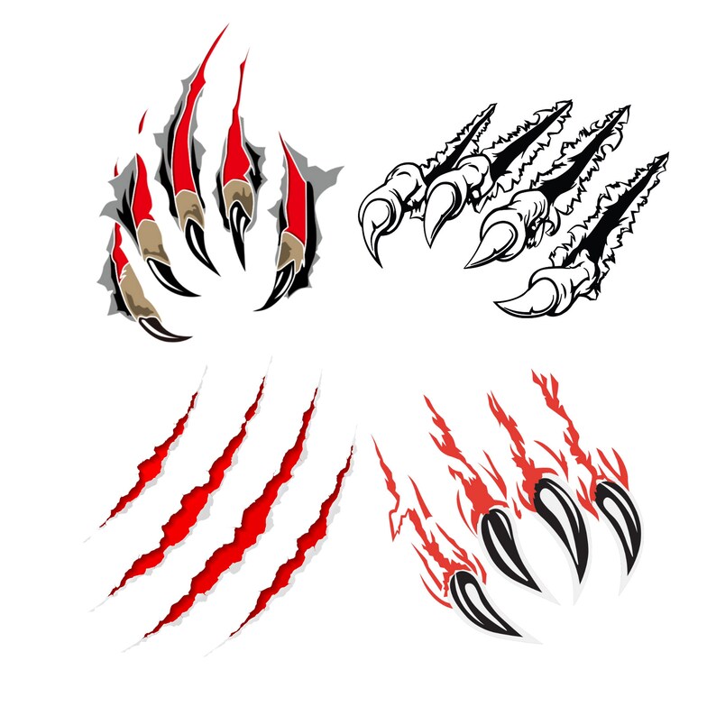 4 Different Claws PNG Claw Marks SVG Wild Animal Scratches Beast SVG ...
