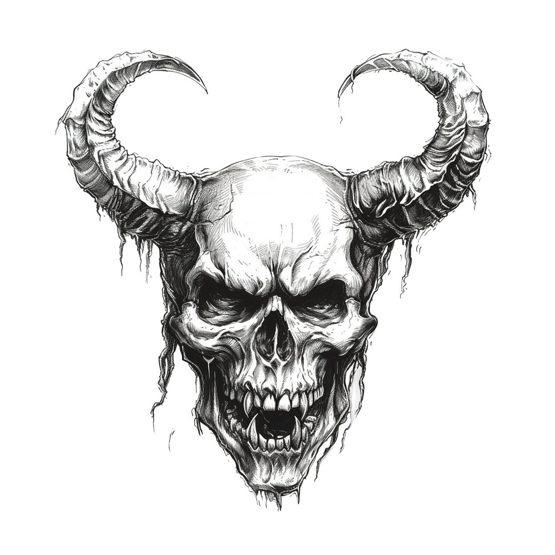 Demon Skull | Devil Skull Svg | Skeleton Svg | Clipart | Skull Png ...