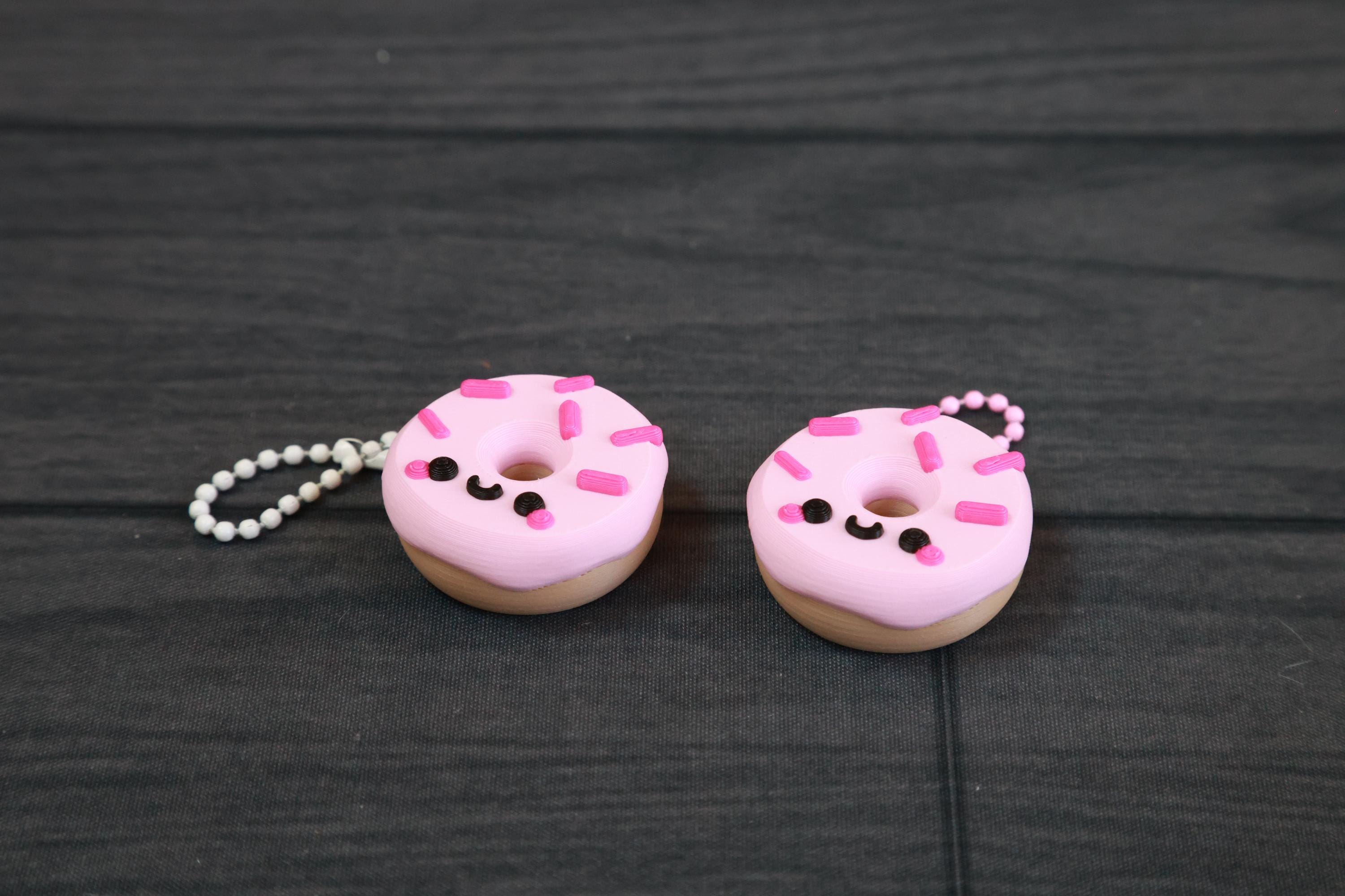 3D Printed Donut Keychain: Frosted Pink Sprinkles - Etsy